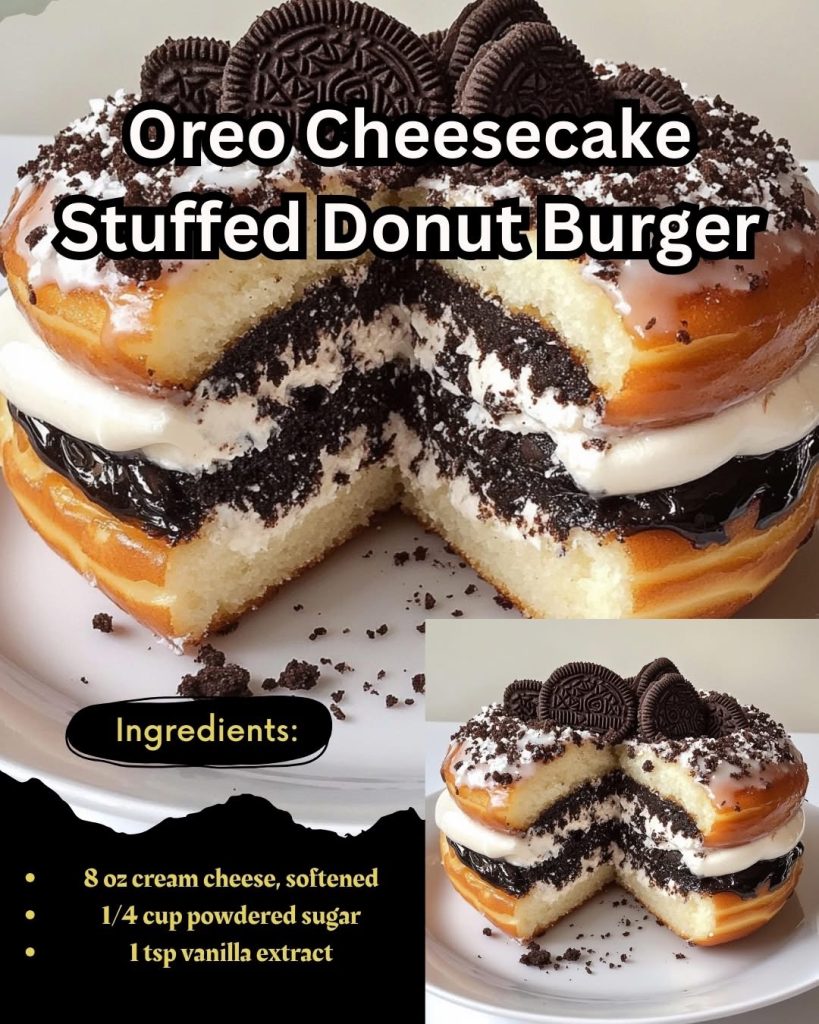 Oreo Cheesecake Stuffed Donut Burger – Delicious Recipes